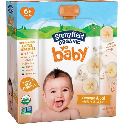 Stonyfield Organic Yobaby Banana & Oat Whole Milk Yogurt - 4ct/3.4oz ...
