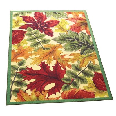 Collections Etc Colorful Autumn Leaves Rug 48" X 72" : Target