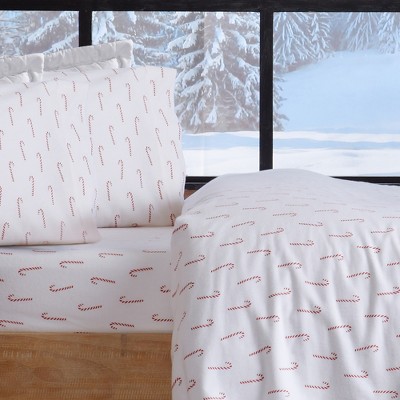 Great Bay Home Cotton Printed Flannel Sheet Set (queen, Candy Canes ...