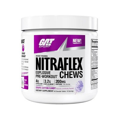 GAT SPORT Nitraflex Performance Pre-Workout Chews - Grape Cotton Candy ...