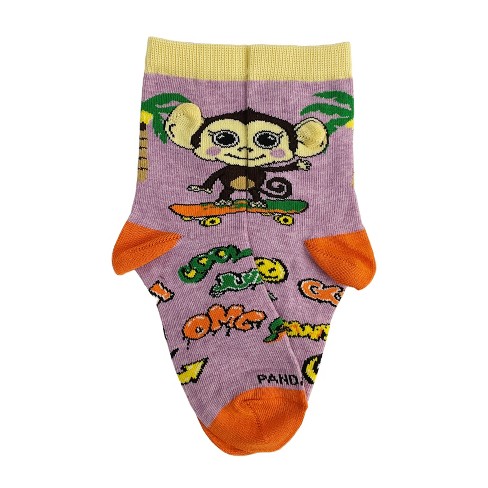 Monkey Skateboarding Socks - Small (ages 3-5) From The Sock Panda : Target