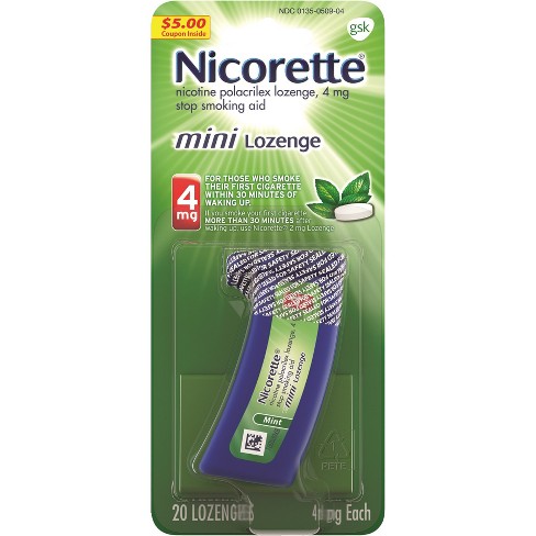 Nicorette 4mg Stop Smoking Aid Nicotine Mini Lozenge - Mint - 20ct : Target