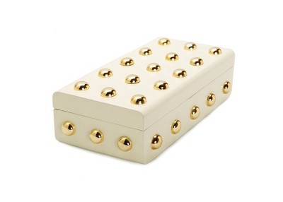 Classic Touch White Marble Decorative Box W/ Gold Hexagon Design On ...