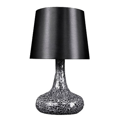 Mosaic Tiled Glass Genie Table Lamp With Fabric Shade White - Simple ...