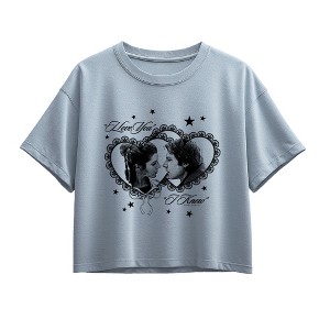 Girls' - Star Wars - Leia And Han Hearts Short Sleeve Boxy Graphic T ...