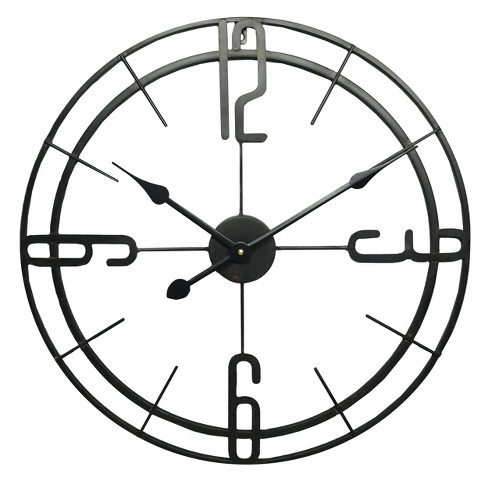 Vip Metal 22 In. Black Art Deco Style Clock : Target