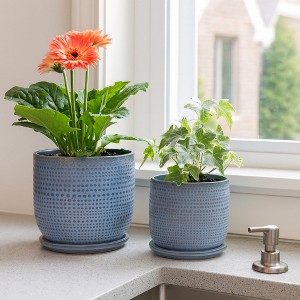 Decorative Ceramic Flower Pots Planters with Saucer - Stylish Modern ...