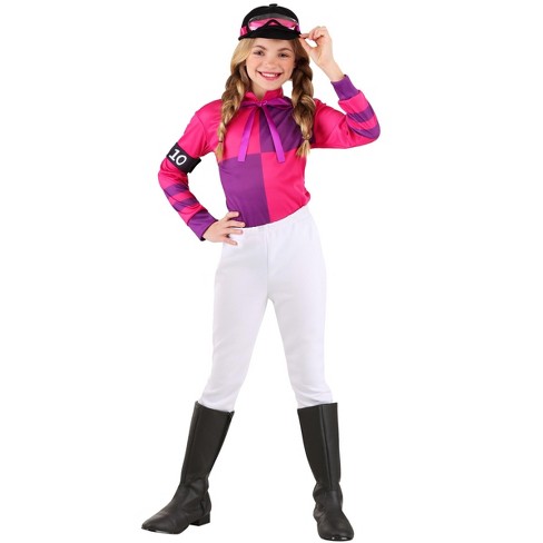 Halloweencostumes.com Medium Girl Girl's-jockey Costume, White/pink ...