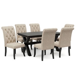 7pc Mount Rose Rustic Dining Table Set Brushed Black/Beige - HOMES: Inside + Out: Seats Six, X ...