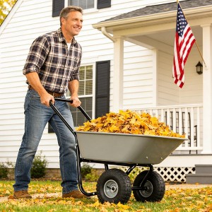 35-Liter Two-Wheel Garden Cart with Non-Porous Leakproof Design and 10 ...