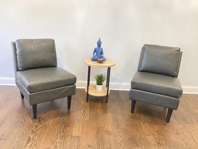 Gelbin Faux Leather Slipper Chair With Wood Legs - Threshold™ : Target