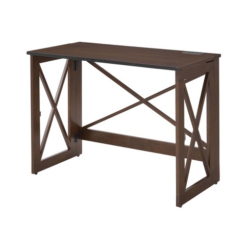 Folding Usb Charging Desk With Wood Slats - Stakmore : Target