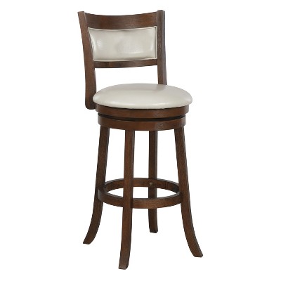 HomeStock 42.5 in.H Clear Finish Low Back Wood Frame Barstool Leather ...