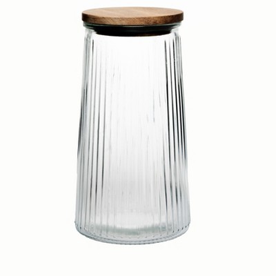 Amici Home Hawthorn Glass Canister, Airtight Storage Jar, Ribbed Glass ...