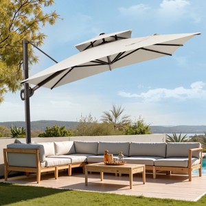 Pellebent 9' x 11' Slide Tilt Double Top Offset Patio Cantilever ...