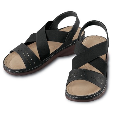 Collections Etc Stylish Faux-leather Slingback Stretch Cross-over ...