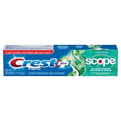 Crest + Scope Complete Whitening Toothpaste Minty Fresh - Trial Size ...