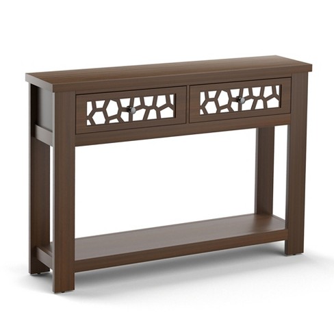 Tangkula 2-tier Console Entryway Table W/ Drawers For Living Room ...