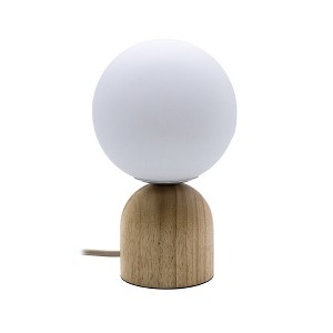 Opal Glass Globe Accent Table Lamp, UL Certified,Premium Natural Wood ...