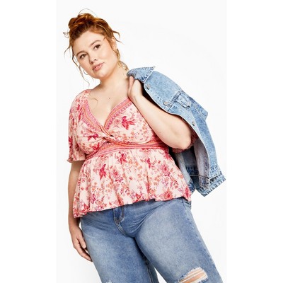 Women's Plus Size Pretty Thing Top - Blush | City Chic : Target