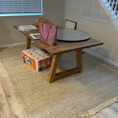Malibu Woven Jute Rug With Fringe Cream/gray - Threshold™ Designed With ...