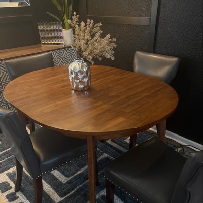 Astrid Mid-century Round Extendable Dining Table Brown - Threshold™ : Target