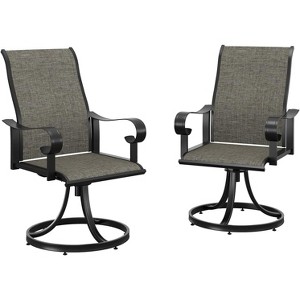 Swivel Patio Dining Chairs Set Of 2, Outdoor Dining Chairs With Padded ...