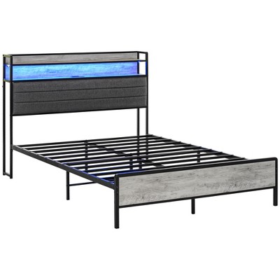 Infans Full Industrial Platform Bed Frame W/ Drawer Storage Headboard ...