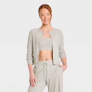 Women's Ribbed Cropped Cardigan - All In Motion™ Heather Gray XL : Target