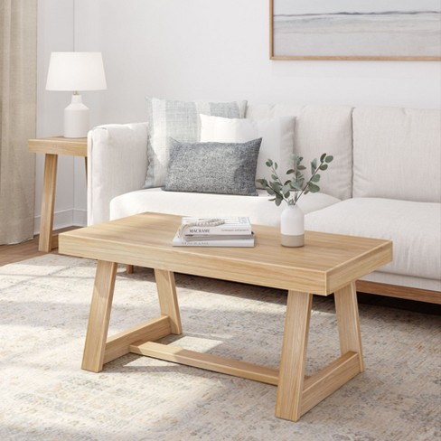 Plank+beam Classic Rectangular Coffee Table, 40" Farmhouse Coffee Table ...