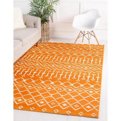Unique Loom 6' 1 X 9' 0 Solid Shag Tiger Orange Area Rug : Target