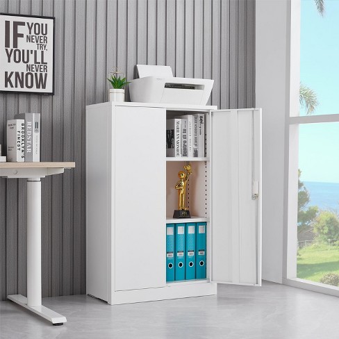 Metal Storage Cabinet With Locking Doors Adjustable Shelf, Folding ...