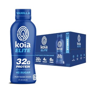 Koia Elite Plant Based Protein Shake, Vanilla, 6g Prebiotic Fiber, Pre ...
