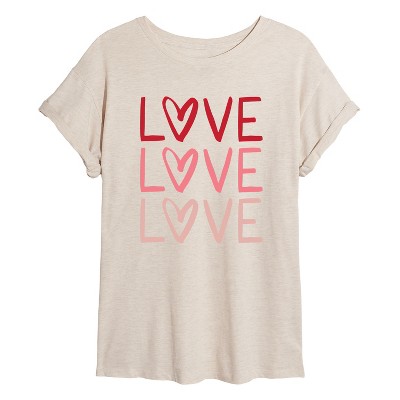 Women's - Instant Message - Love Love Love Oversized Graphic T-Shirt ...