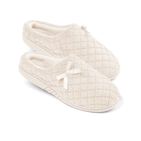 Collections Etc Quilted Clog Slippers With Rubber Soles X-large Cream ...