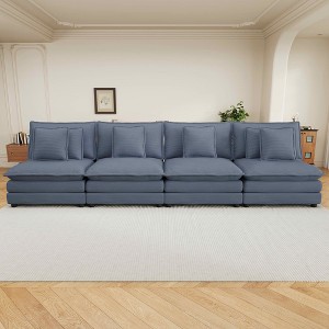 MAYEERTY 141.6" Modern Modular Sofa Upholsteres Corduroy with Four ...