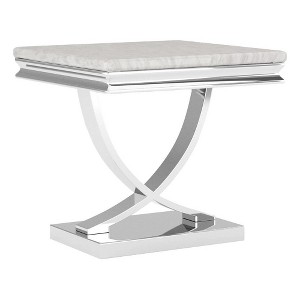 Side End Table, 24 Inch Faux Marble Top, Curved Chrome Pedestal : Target