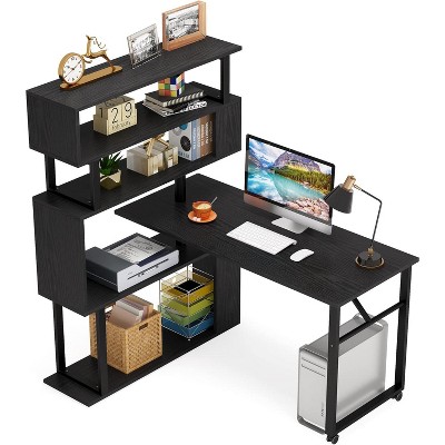 Homcom 360° Rotating Corner Computer Desk Modern L-shaped Home Office ...