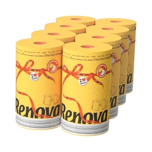 Bulk Renova Yellow Paper Towels, 8 Roll Pack of 2-Ply Jumbo Rolls, 120 ...