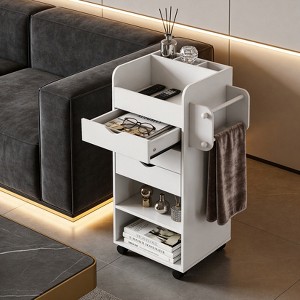 Mobile Storage Cart with 3 Drawers, MDF Rolling Side Table Featuring ...