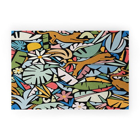 Evamatise Joyful Jungle Maximalist Mode Looped Vinyl Welcome Mat ...