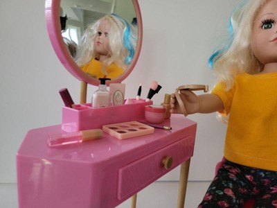 Our Generation Fabulous Fun Pink Vanity Table & Chair Dollhouse ...