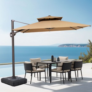 Pellebant 12' x 9' Patio Cantilever Outdoor Umbrella Slide Tilt Double ...