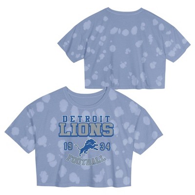 Nfl Detroit Lions Girls' Short Sleeve Bubble Tie-dye Cropped T-shirt ...