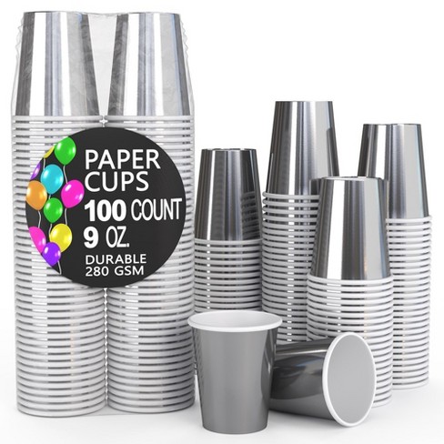 Crown Display 9 Oz. Disposable Coffee Cups Metallic Silver Paper Cups ...