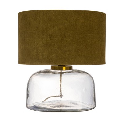 Storied Home Modern Table Lamp With Glass Base And Velvet Shade Green ...