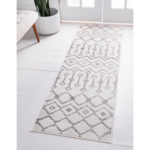 Unique Loom 2' 0 X 9' 10 Runner Moroccan Trellis Ivory Runner Rug : Target