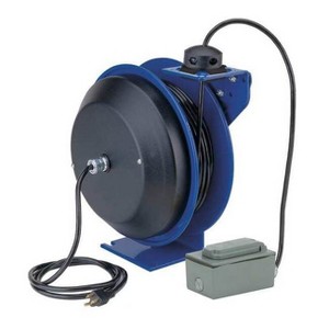 Coxreels Cord Reel With Hand Lamp, Spring Retracted, NEMA 5-20R, 12 AWG ...