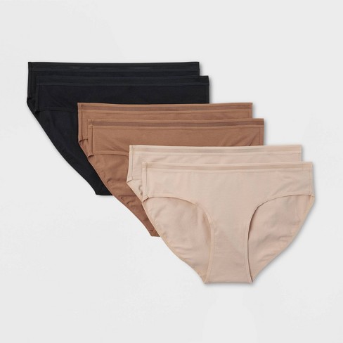Women's 6pk Cotton Stretch Bikini Underwear - Auden™ Assorted Neutral M ...