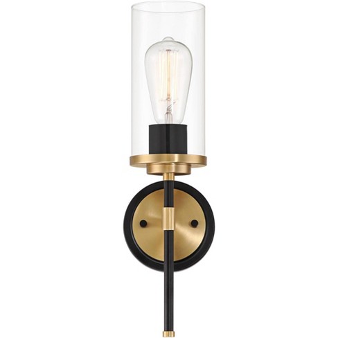 Possini Euro Design Tara Industrial Wall Light Sconce Black And Gold ...